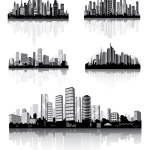 Set of vector cities silhouette and buildings Stock Vector Image by ...