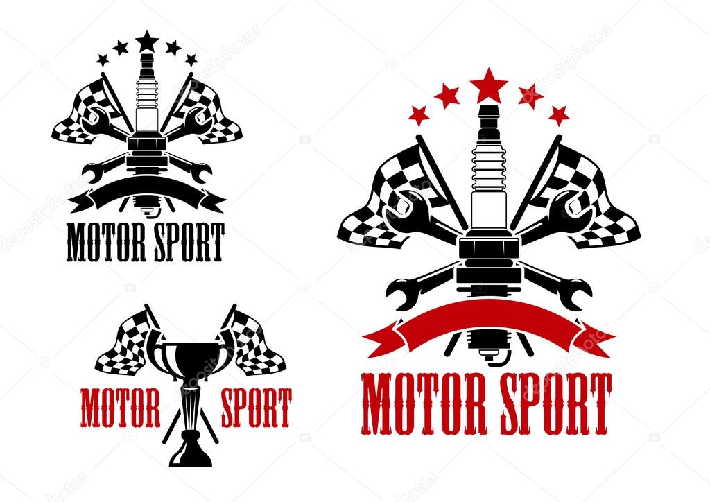 Motor race icons with trophy and spark plug Stock Vector by ©Seamartini ...