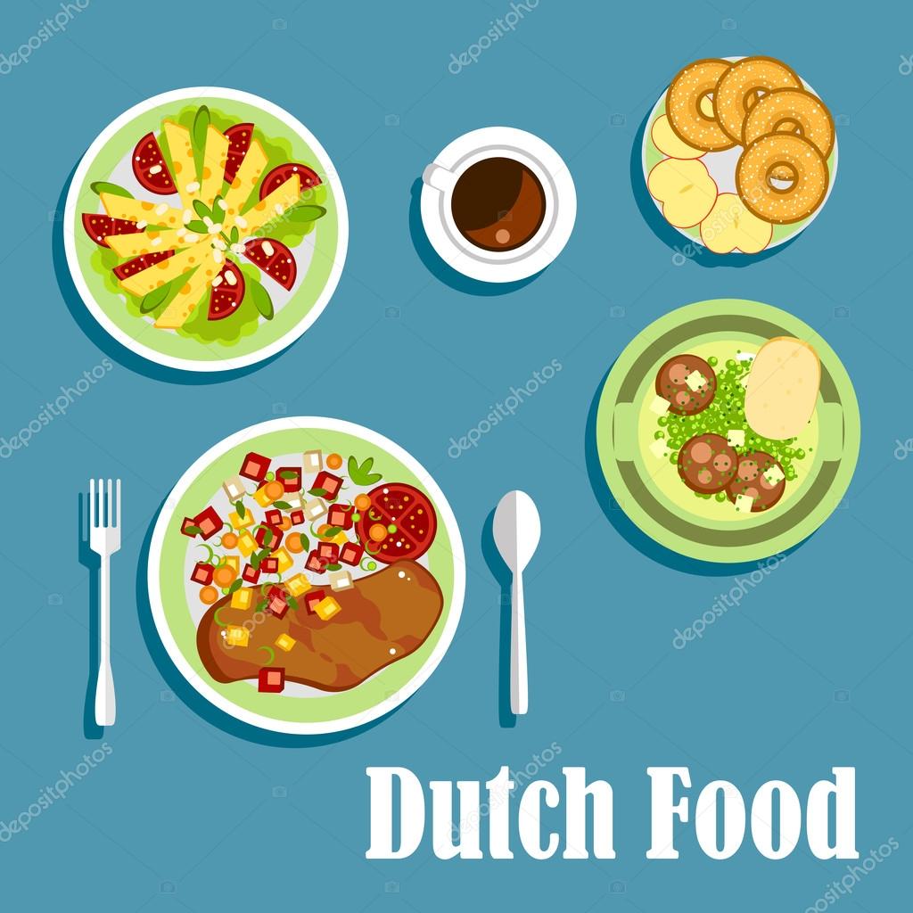 National dutch cuisine dishes and desserts Stock Vector by ©Seamartini ...
