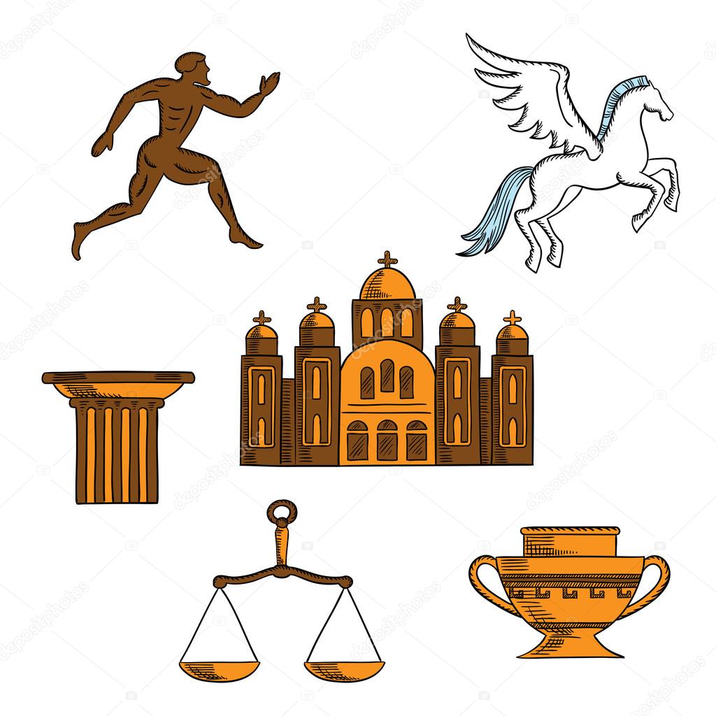 Iconos de mitología, arte y religión griegos Vector de stock por ...