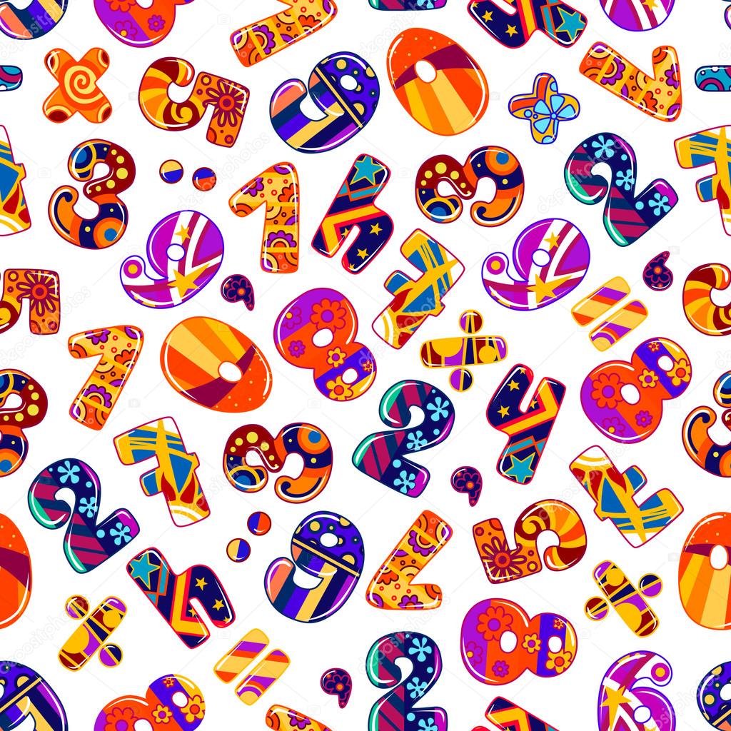Colorful cartoon numbers seamless pattern Stock Vector by ©Seamartini ...