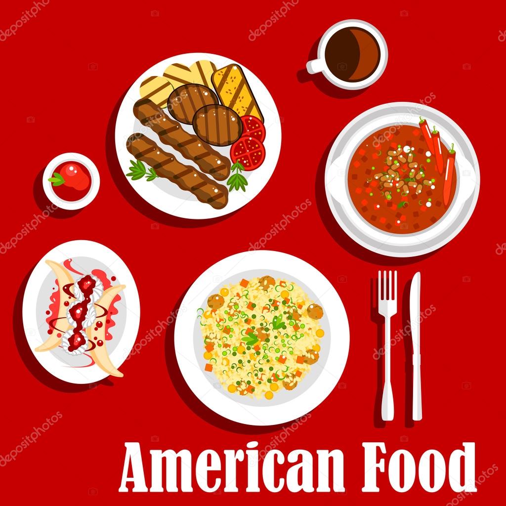 American dinner with grilled meat and chilli icon Stock Vector by ...