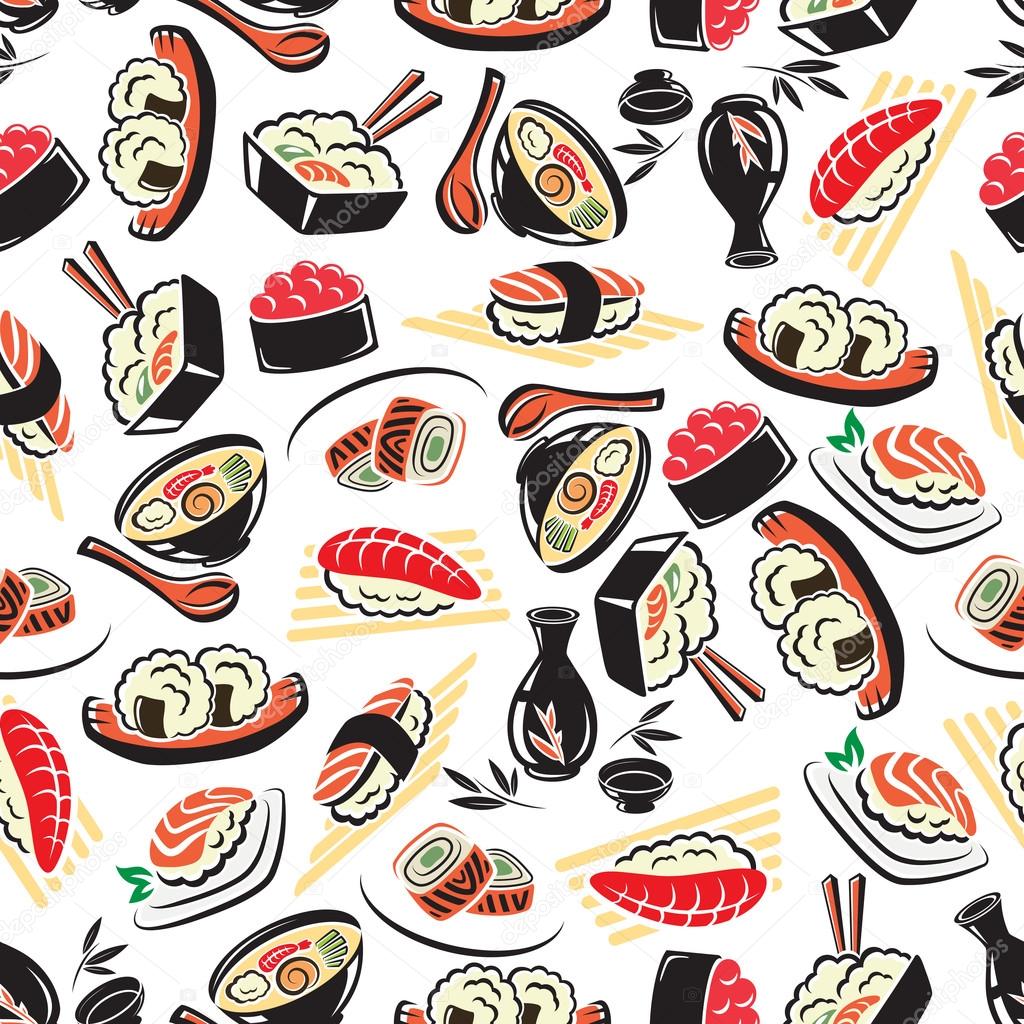 Seamless pattern of traditional japanese cuisine Stock Vector by ...