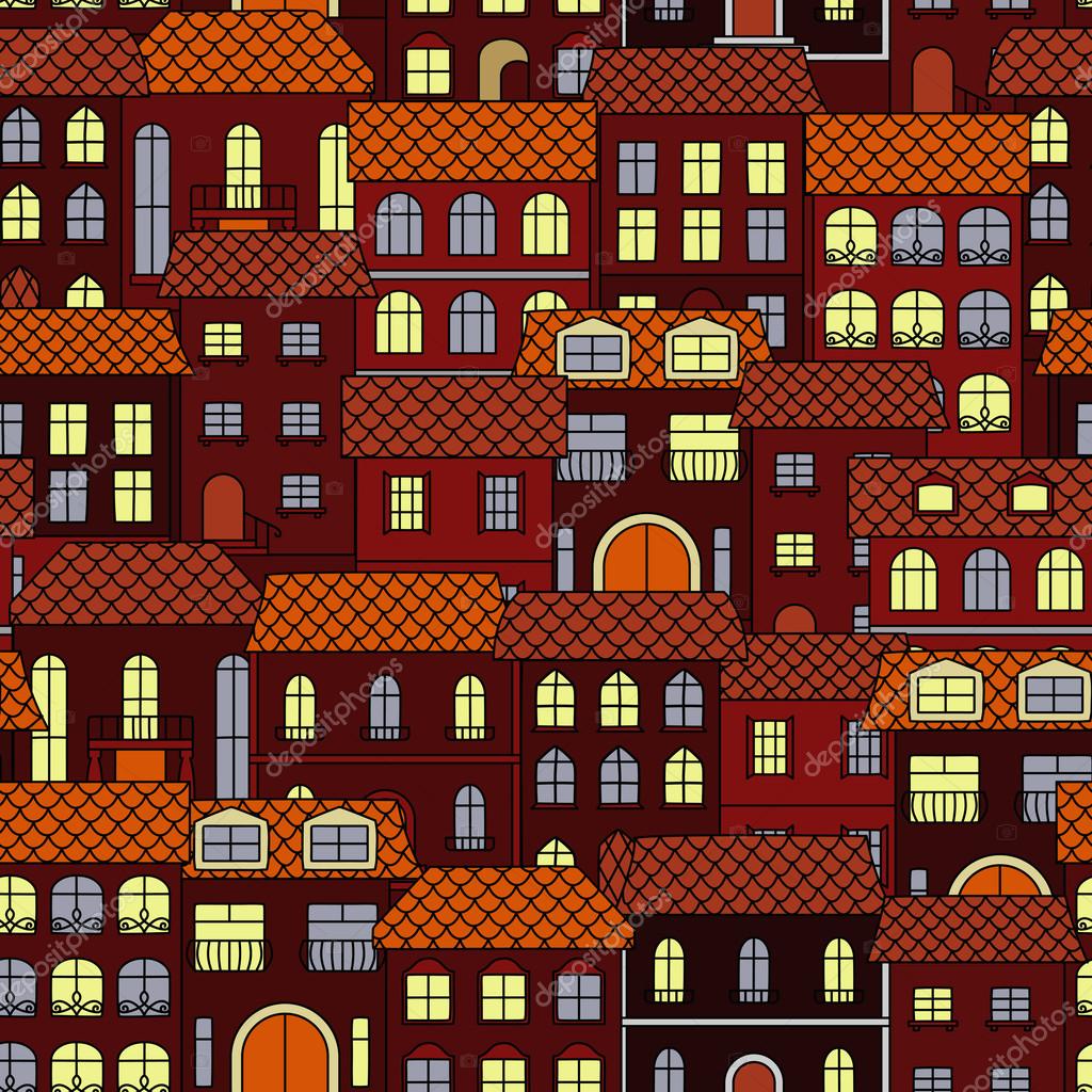 Vintage seamless cityscape background pattern Stock Vector by ...