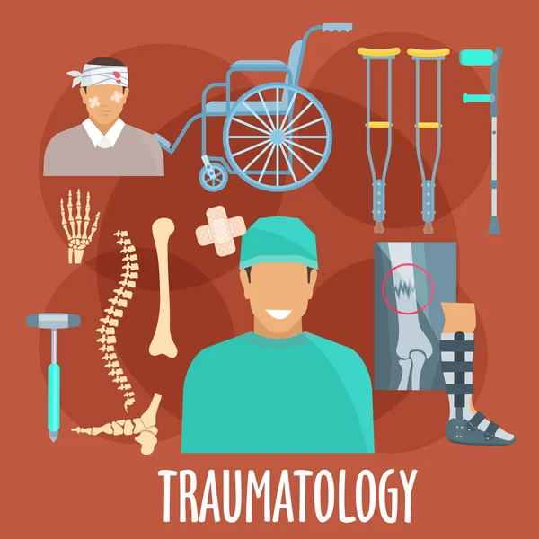 Traumatology clinic, vector traumatologist doctor — Stock Vector ...