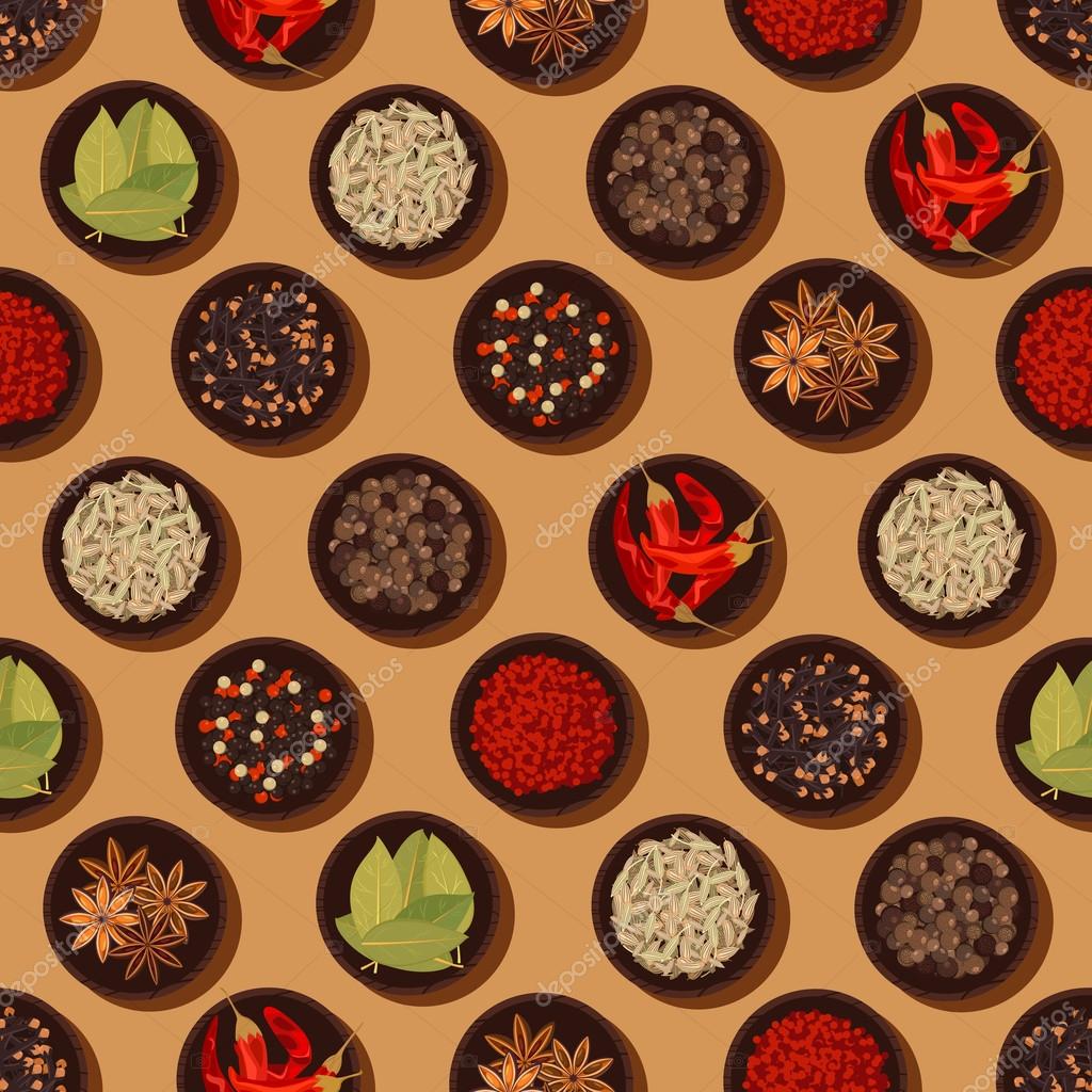 Seamless spices and seasonings pattern background Stock Vector Image by ©Seamartini #114738468