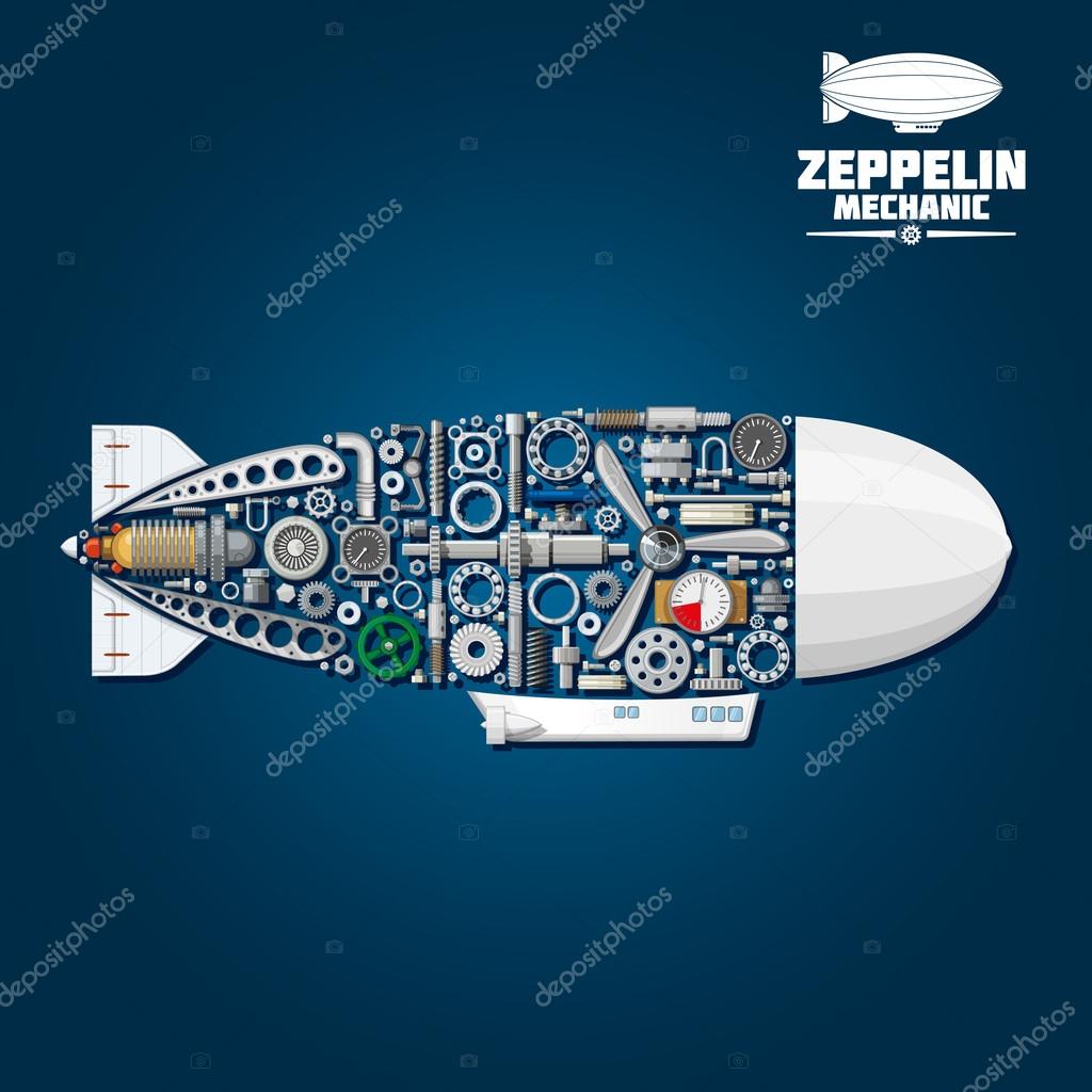 Zeppelin airship symbol with mechanical details Stock Vector by ...
