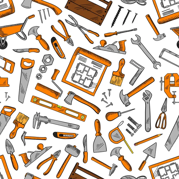 Work tools pattern of hammer, screwdriver, spanner Stock Vector Image ...