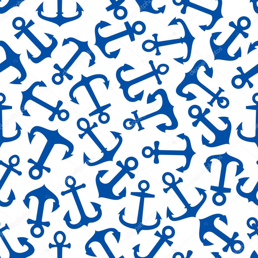 Blue marine anchors seamless pattern Stock Vector by ©Seamartini 116494868