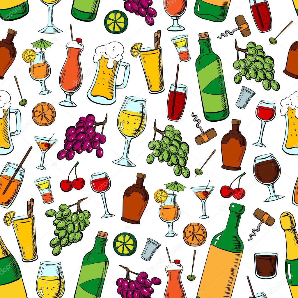 Birthday party drinks and fruits seamless pattern Stock Vector by ...
