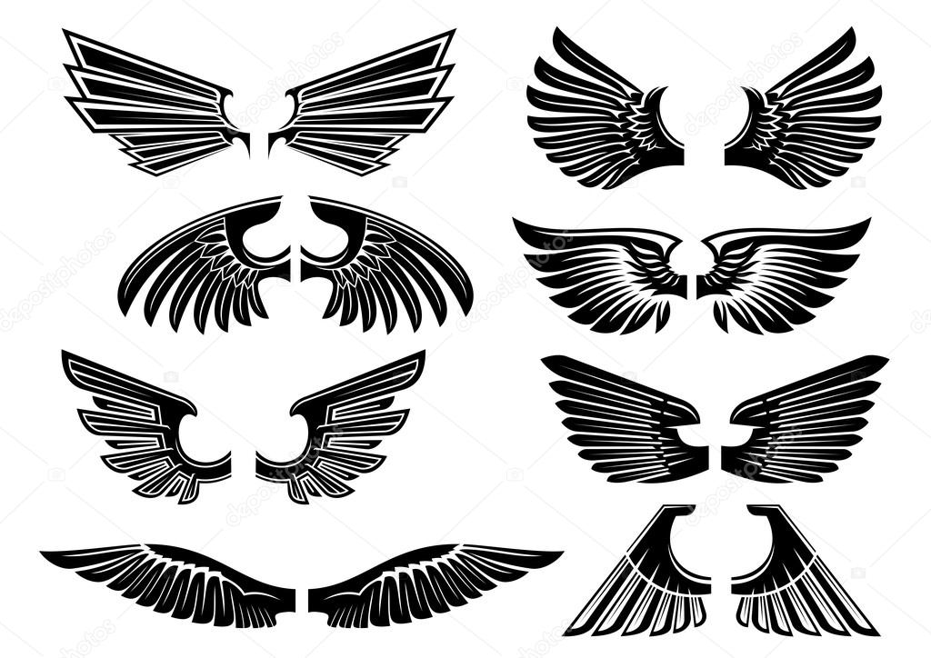 Tribal angel wings for heraldry or tattoo design Stock Vector Image by ...
