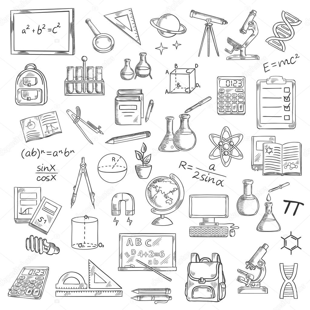 School supplies sketches for education design Stock Vector Image by ...