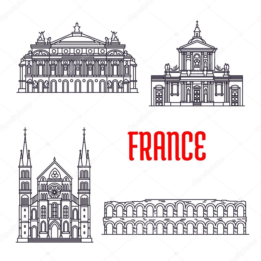 Historic buildings and sightseeings of France Stock Vector Image by ...