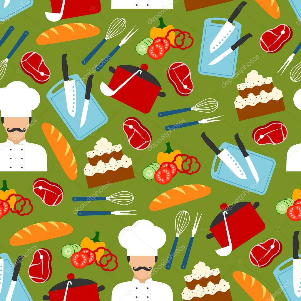 Chef cooking dinner seamless pattern Stock Vector Image by ©Seamartini ...
