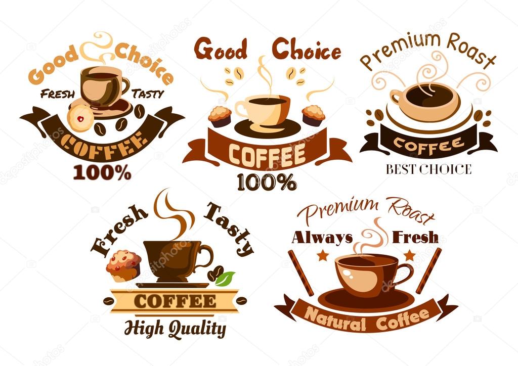 Iconos de café. Café letreros elementos Vector de stock #123627120 de ...