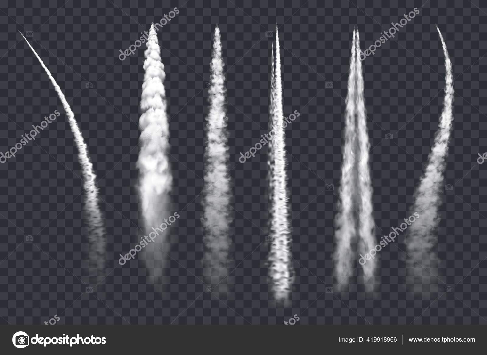 Plane Smoke Trail Air Jet Clouds Vector Contrail Realistic Airplane ⬇ ...