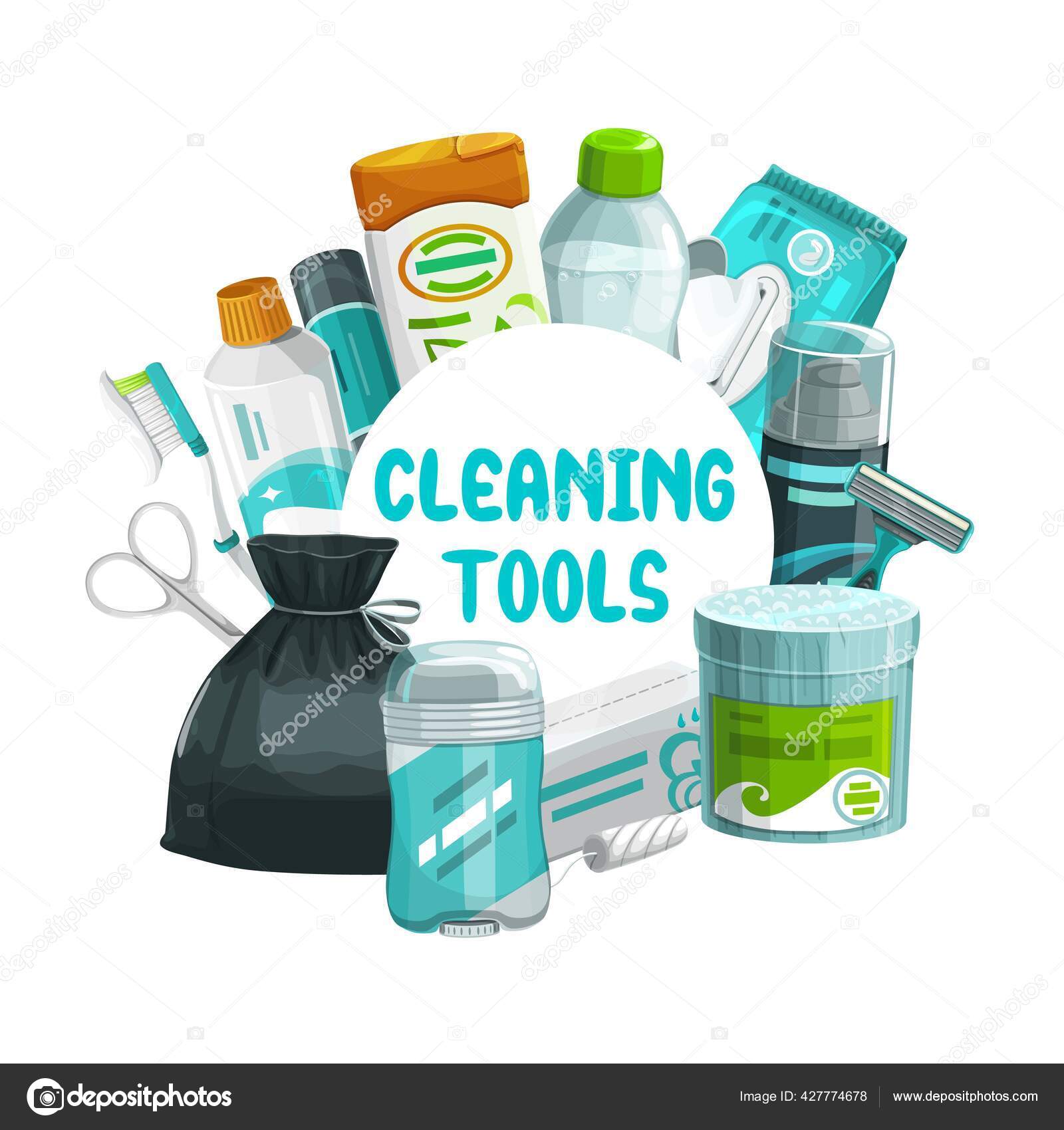 Cleaning Tools Frame Vector Hygiene Stuff Shaving Foam Razor Blade ...