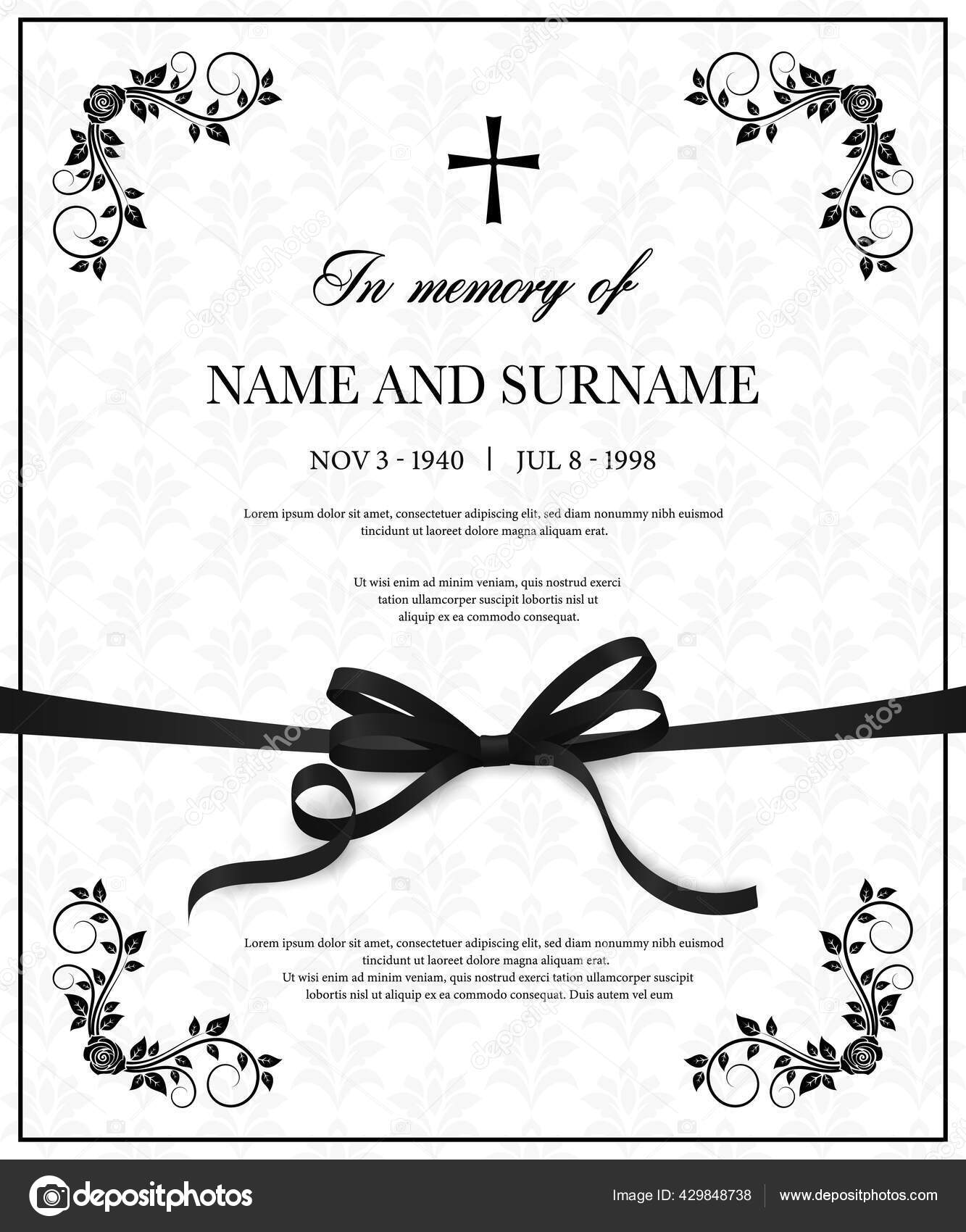 Tarjeta Vectorial Fúnebre Con Flores Condolencia Vintage Florece ...