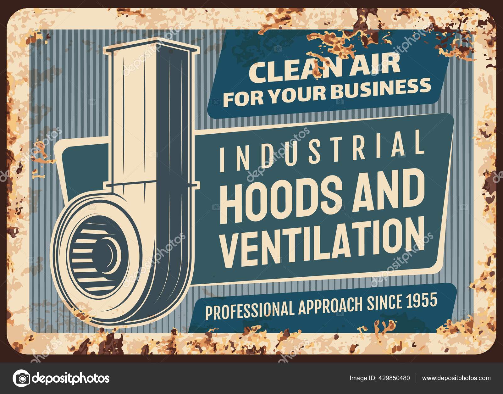 Kitchen Hoods Ventilation Metal Plate Rusty Vector Retro Poster ...
