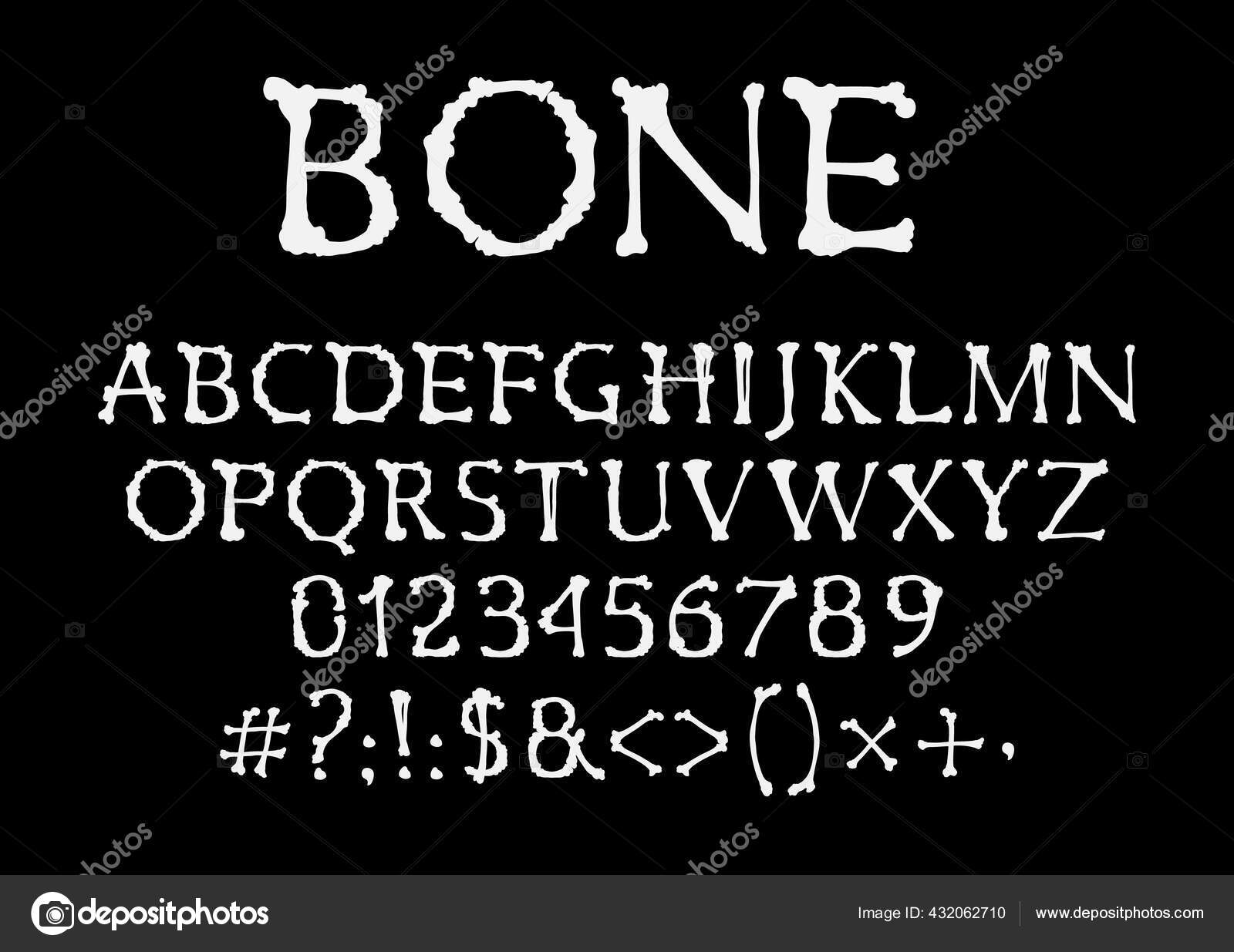 Bones Font Halloween Vector Type Uppercase Alphabet Letters Digits ...