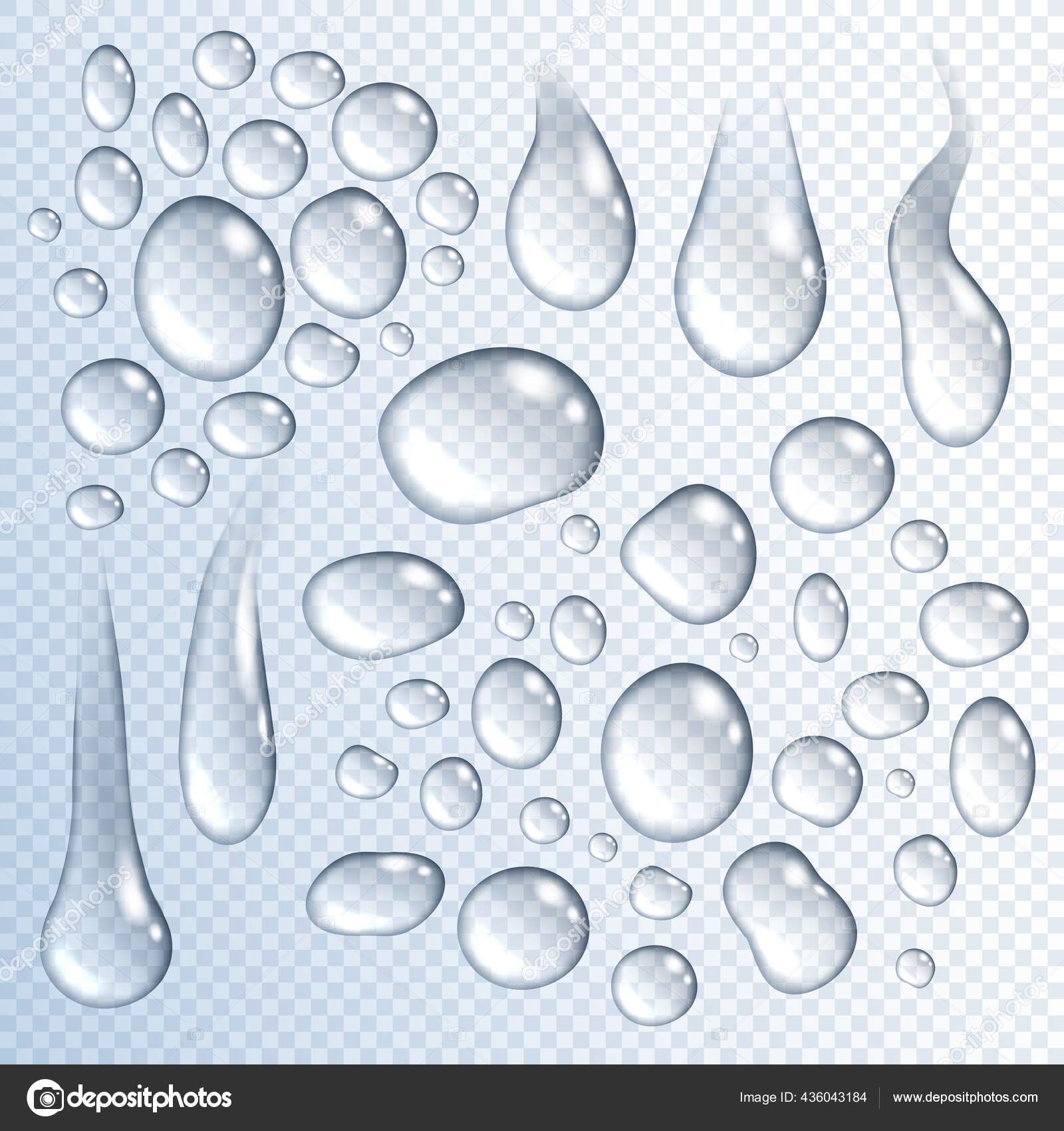 Water Drops Transparent Background Realistic Vector Droplet Clear ...