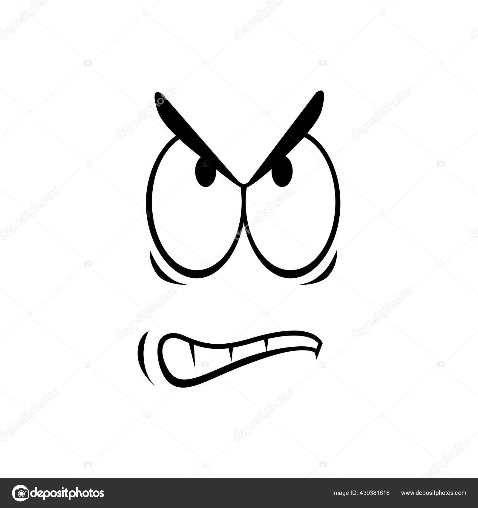Angry Emoticon Isolated Grumpy Irate Smiley Vector Gruff Emoji ...