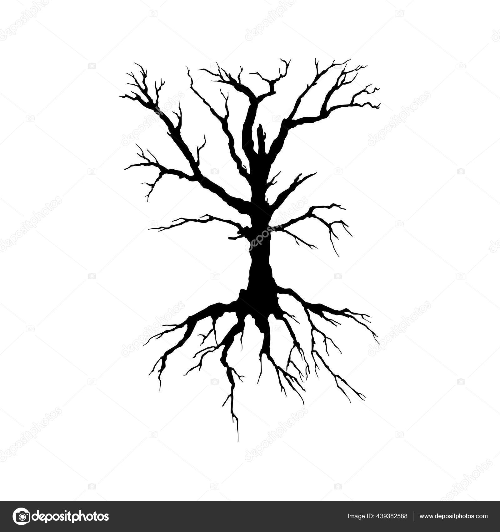 Creepy Dead Tree Silhouette Vector Illustration Autumn Winter Season ...