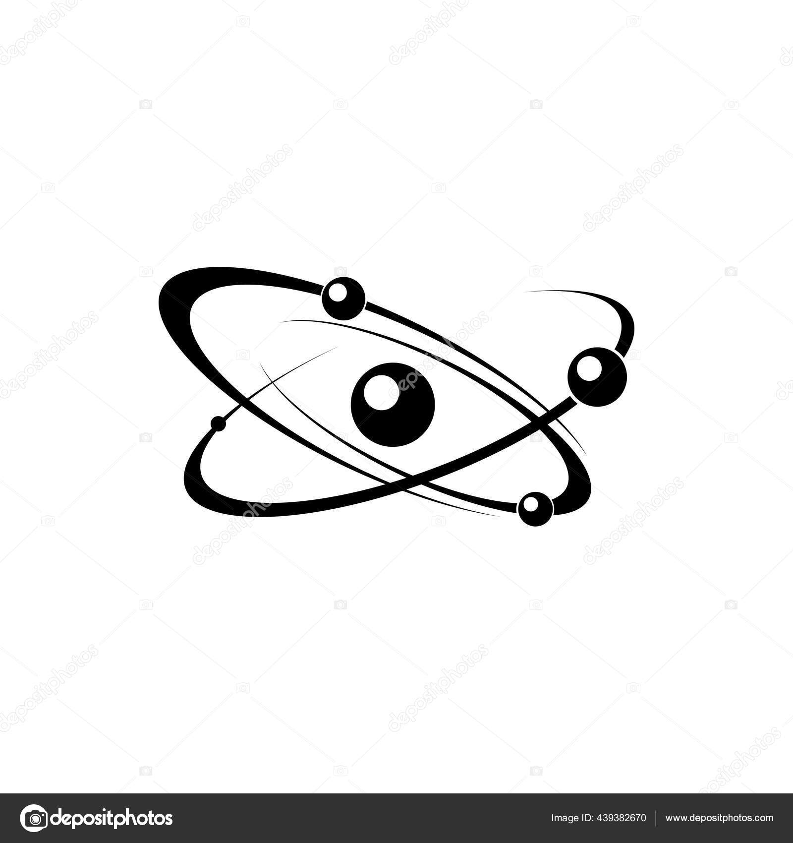 Atomic Energy Symbol Black Vector Icon Chemical Reaction Sign Electrons ...