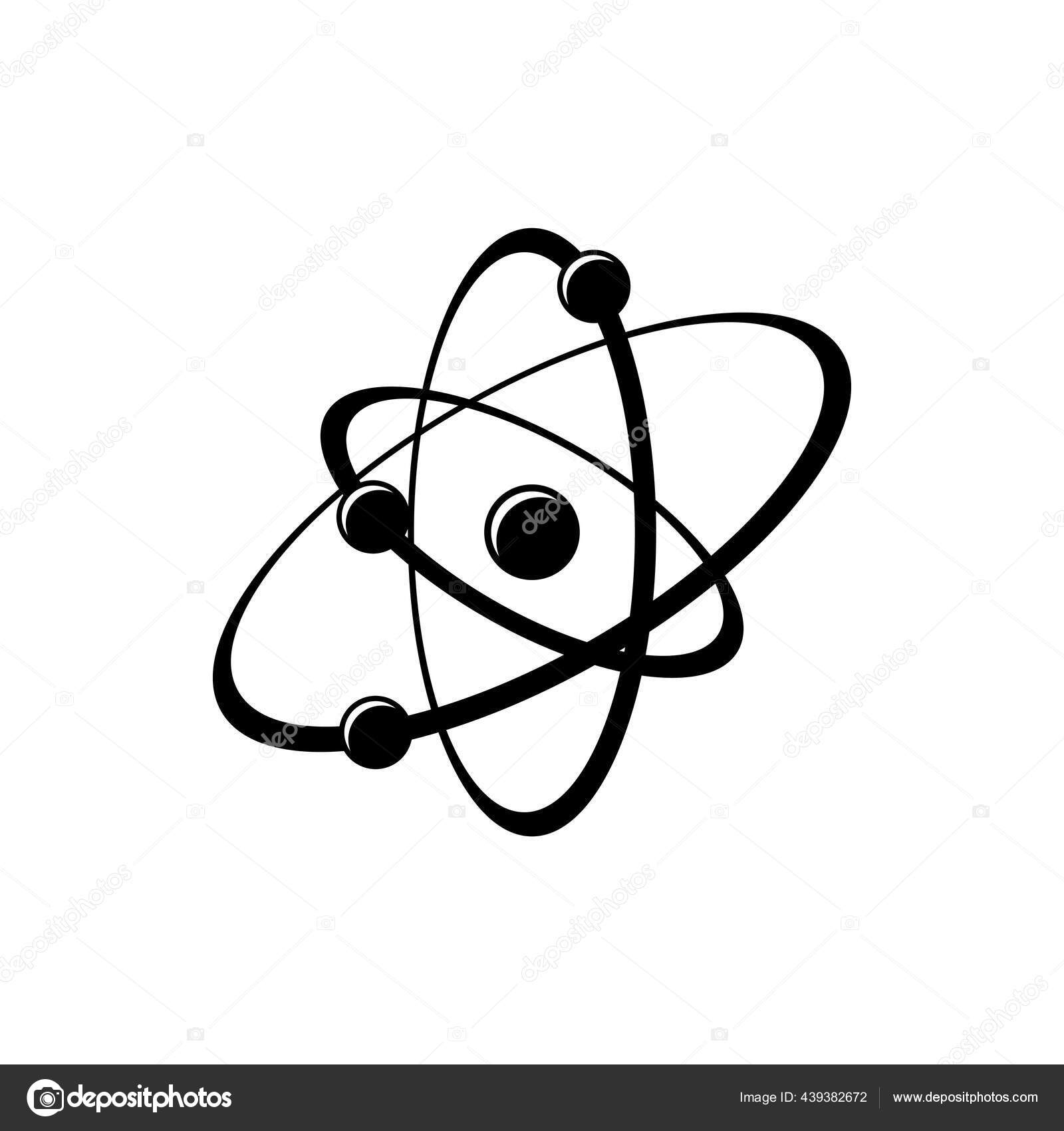 Atomic Energy Symbol Black Vector Icon Chemical Reaction Sign Electrons ...