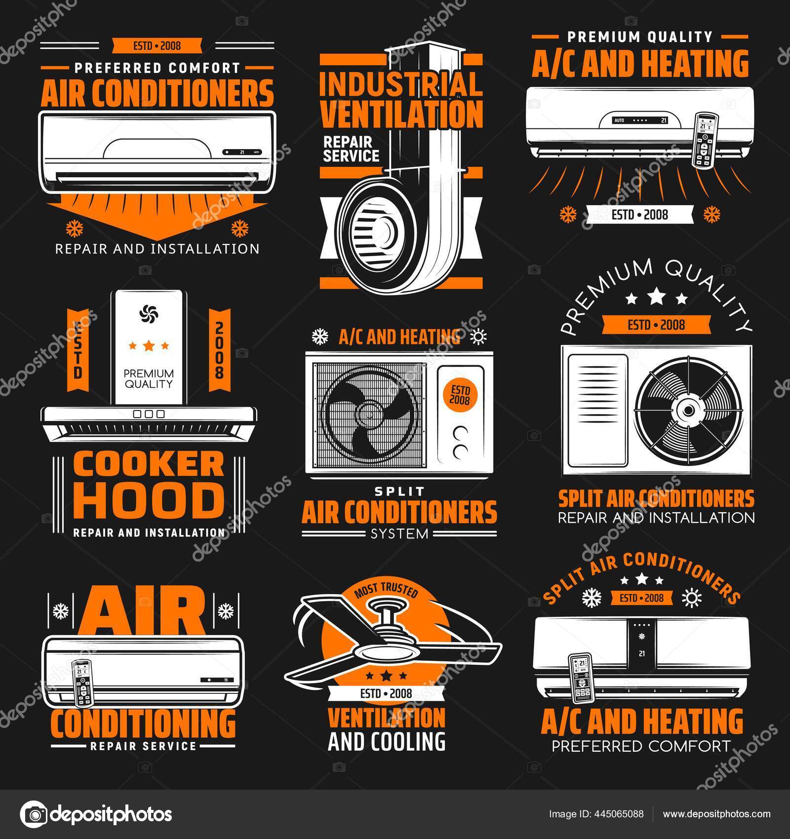 Air Conditioning Ventilation Installation Repair Service Emblems Split ...