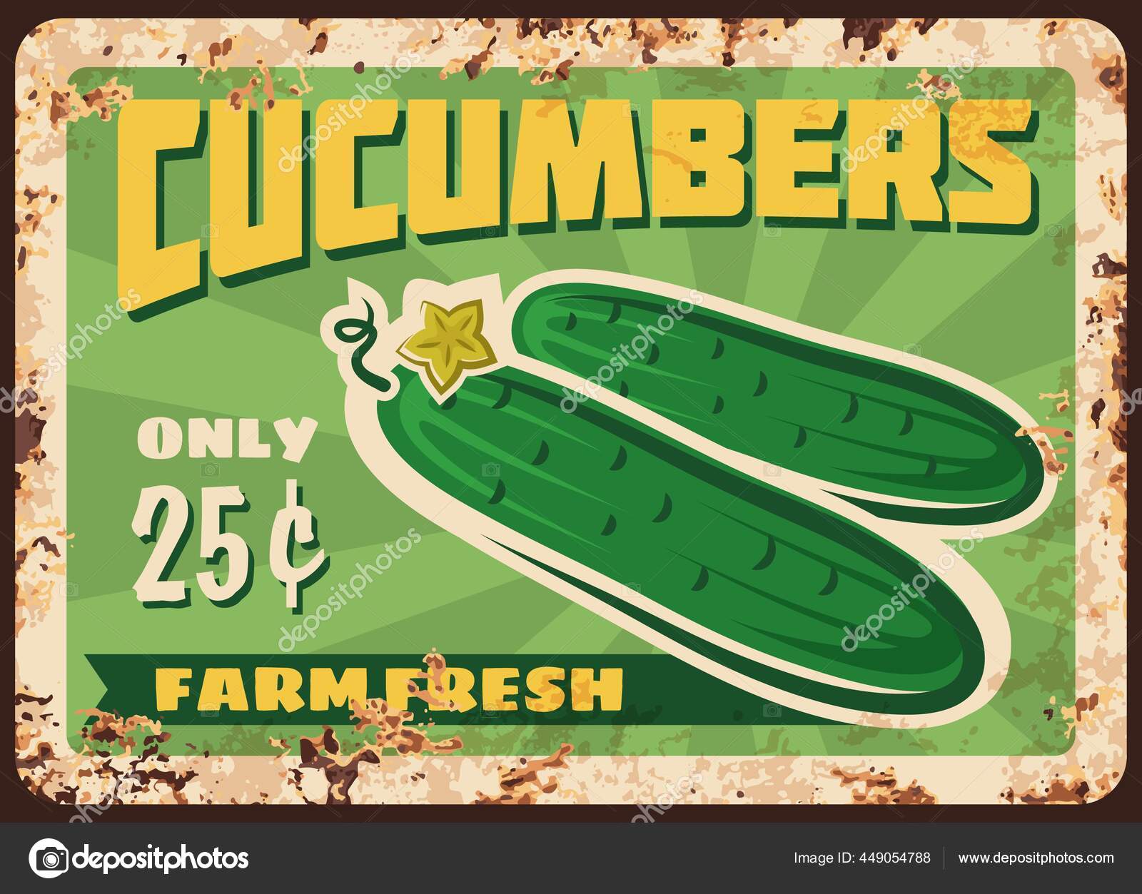 Cucumber Vegetable Metal Plate Rusty Farm Market Food Price Sign Stock ...