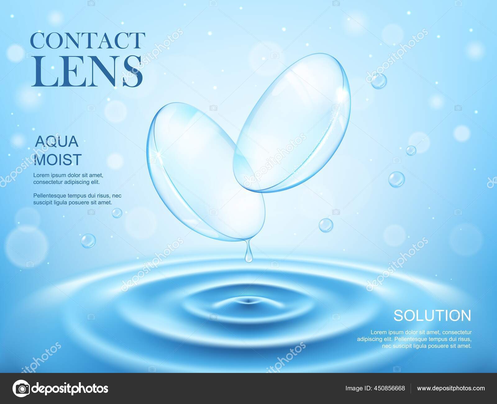 Contact Lenses Eye Lens Water Splash Solution Vector Drops Ripples ...