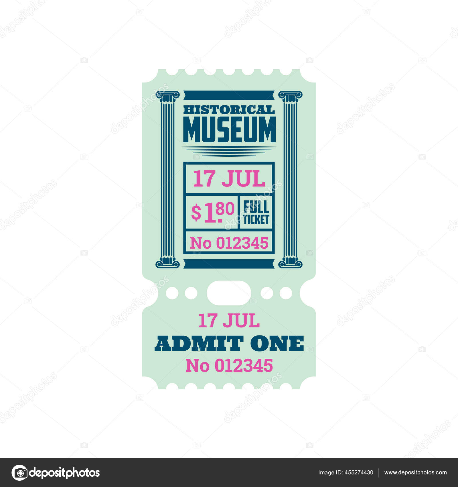 Ticket Historical Museum Numbered Paper Card Price Decorated Ancient ...