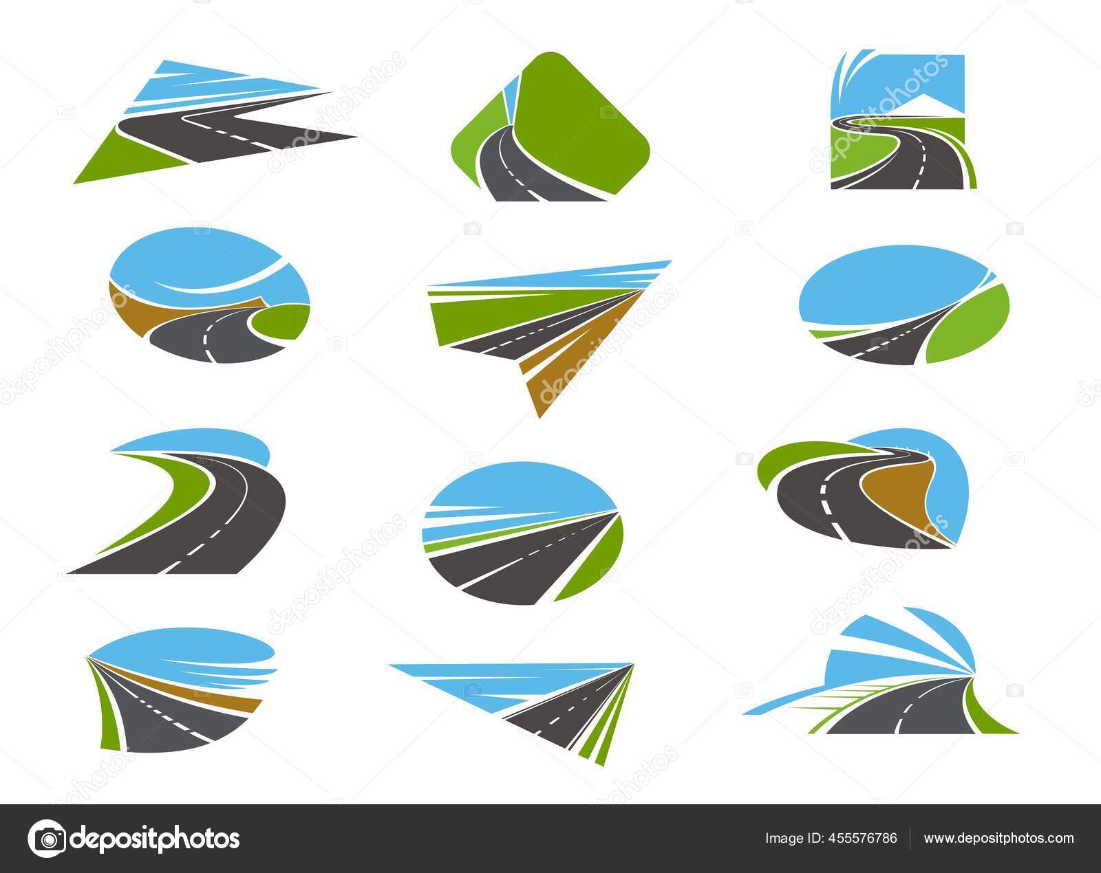 Iconos Carreteras Carreteras Rutas Senderos Con Vías Tráfico Vector ...