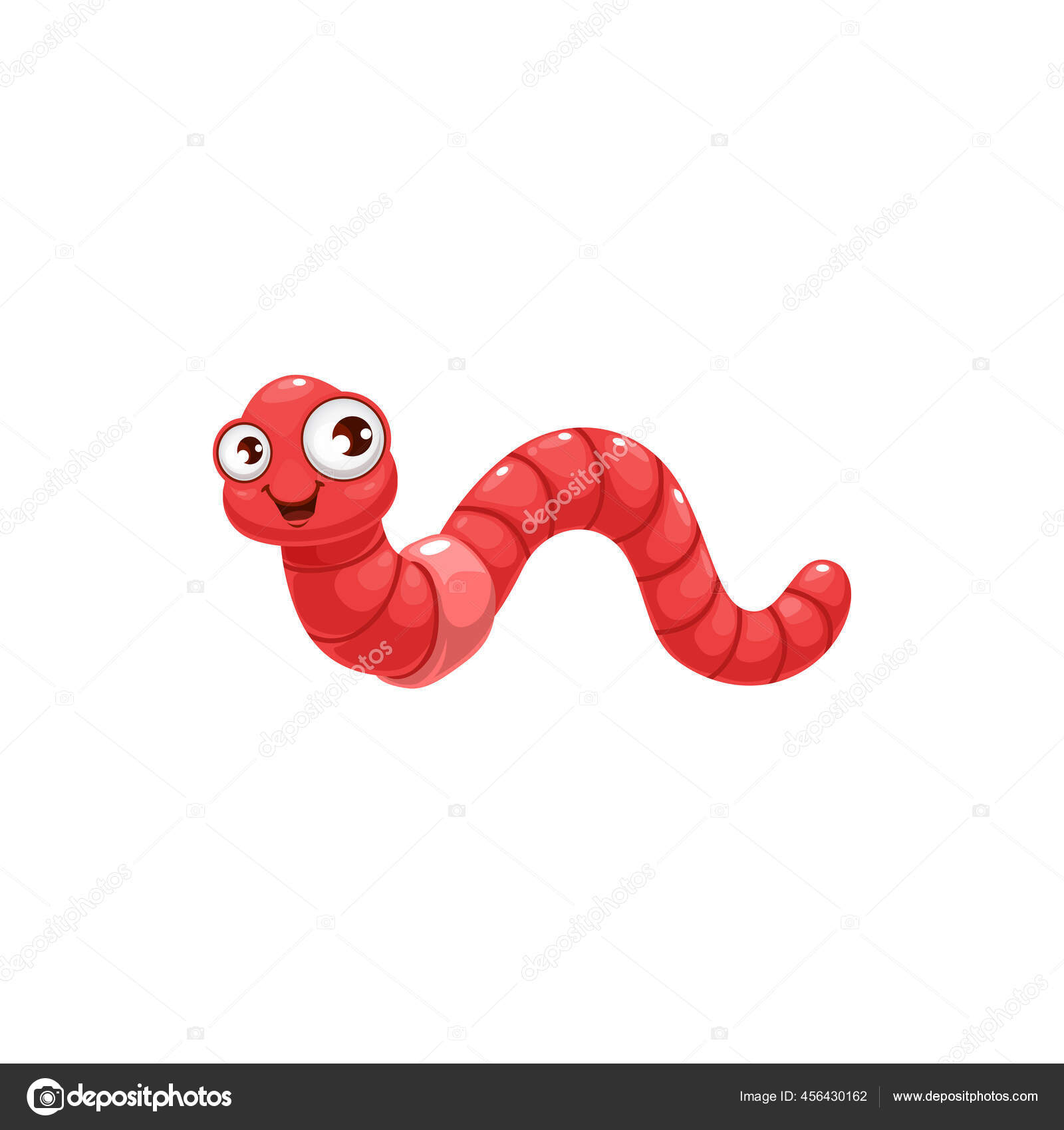 Ikon Cacing Tanah Kartun Serangga Lucu Dengan Wajah Lucu Dan Vektor ...