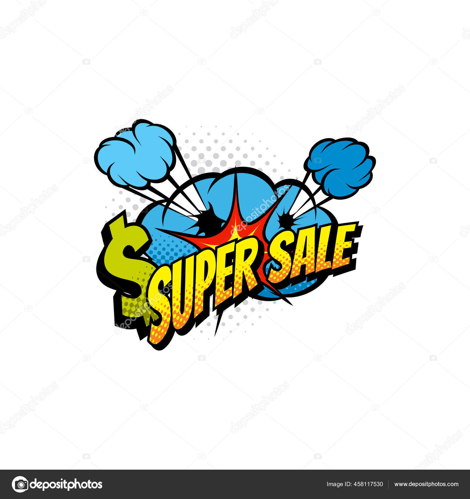 Comic Price Label Half Tone Super Sale Tag Isolated Comic Stock Vector ...