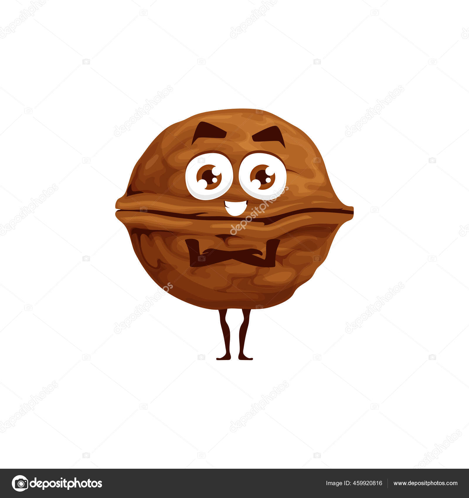 Walnut Shell Whole Fruit Kernel Isolated Happy Emoticon Flat Cartoon Stock Vector By ©seamartini