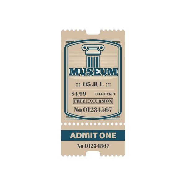 Ticket Historical Museum Numbered Paper Card Price Decorated Ancient Columns Stock Vector Image ...