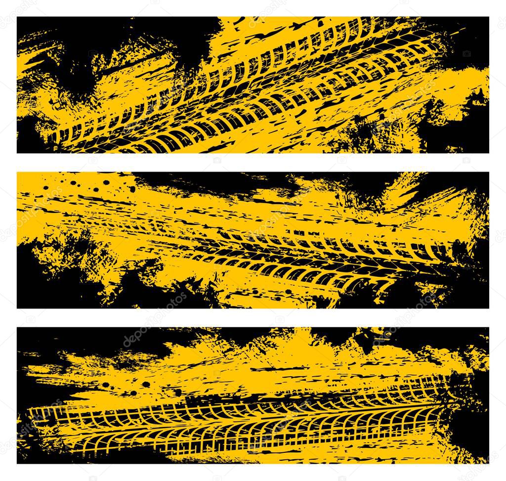 Huellas de neumáticos, huellas de neumáticos fuera de la carretera, huellas de automóviles de ...
