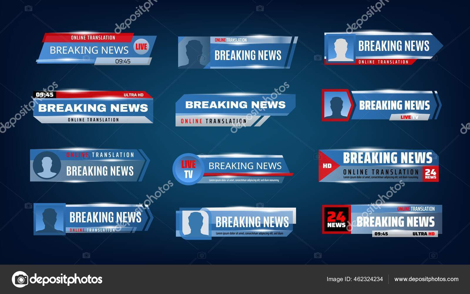 Breaking News Screen Bars Banners Headlines Titles Lower Third Vector ...