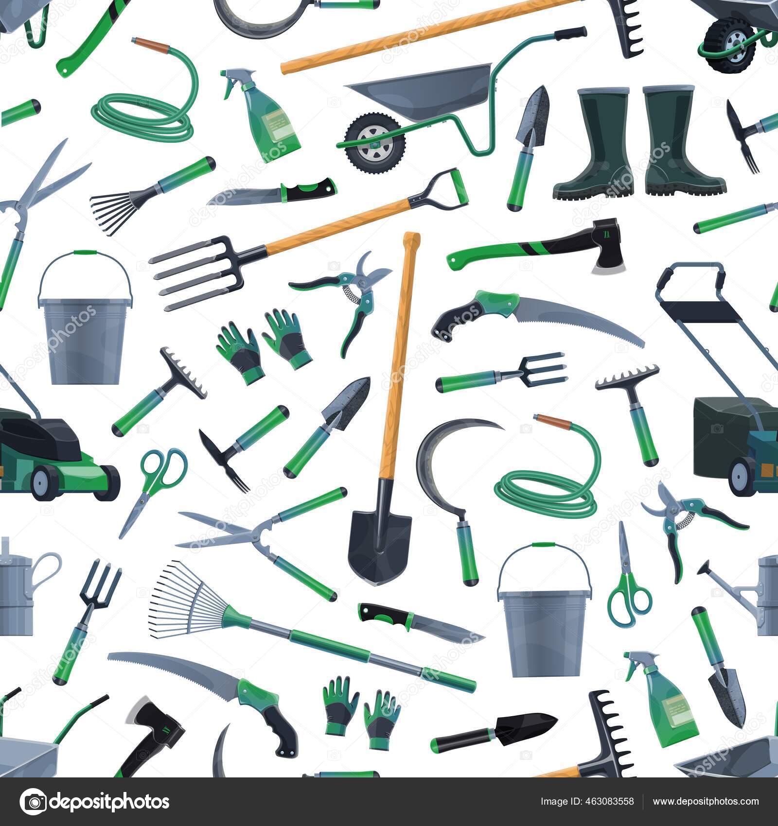 Garden Farm Tools Vector Seamless Pattern Agriculture Equipment ...