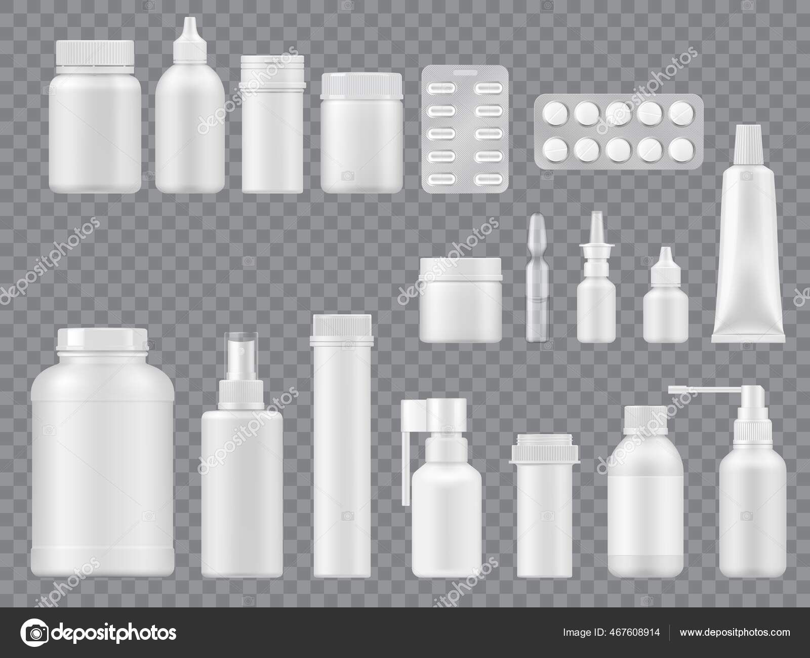 Medical Packages Bottles Transparent Background Vector Mockups ...
