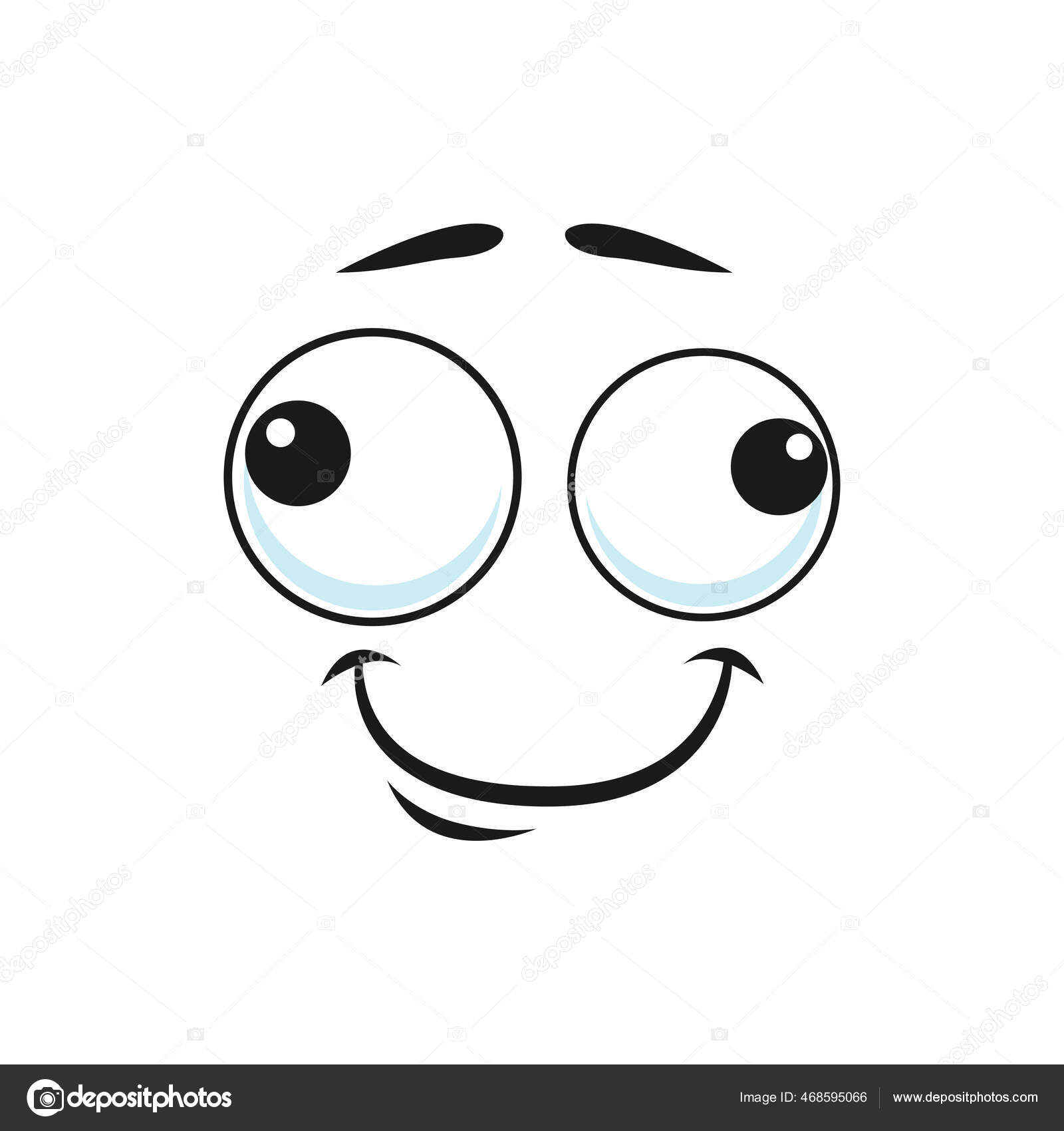 Cabeza Sonriente Cómica Emoticono Deprimido Con Ojos Mirando Lado Icono ...