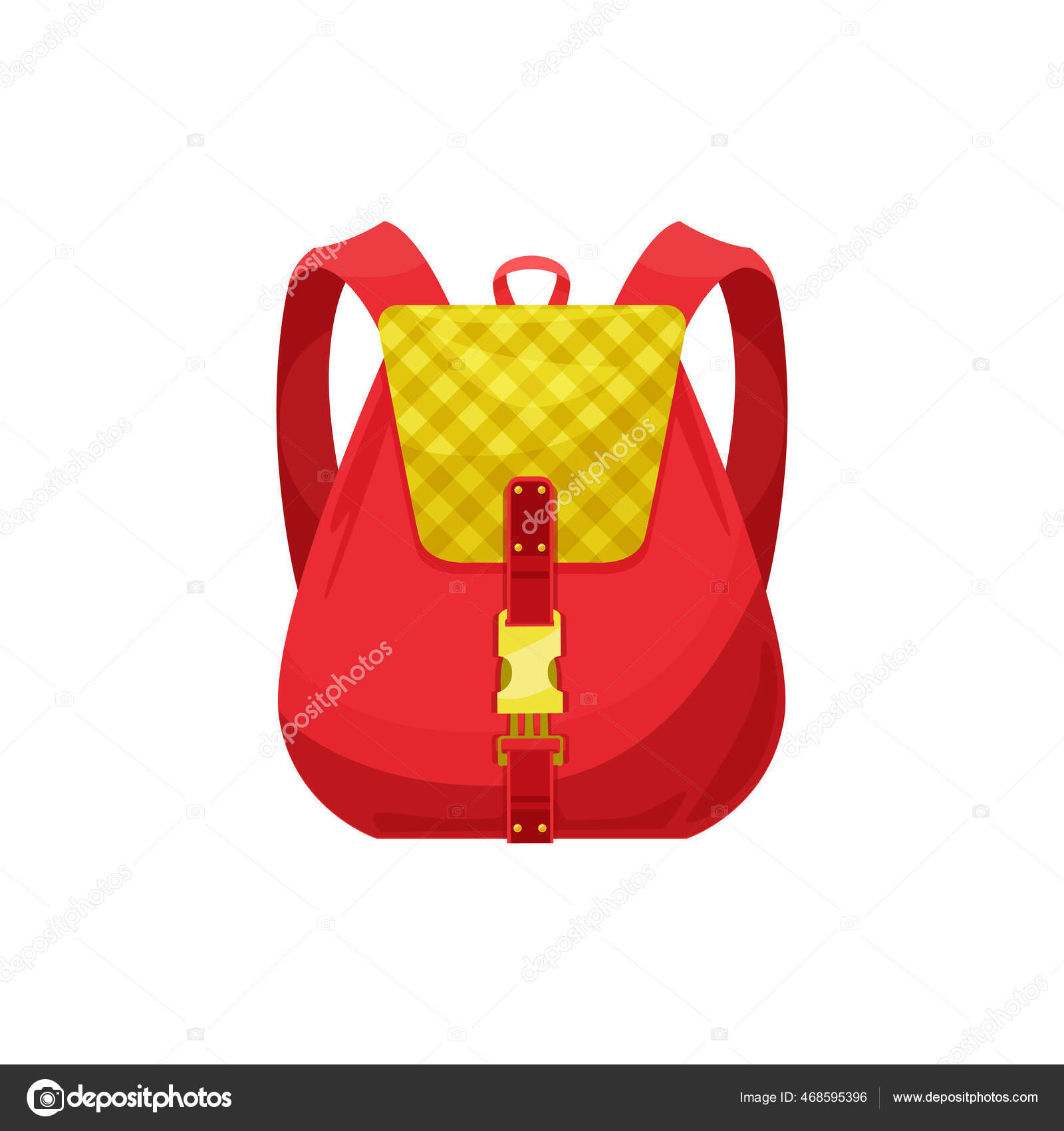 Kids Schoolbag Isolated Vector Icon Red Cartoon School Bag Checked ...