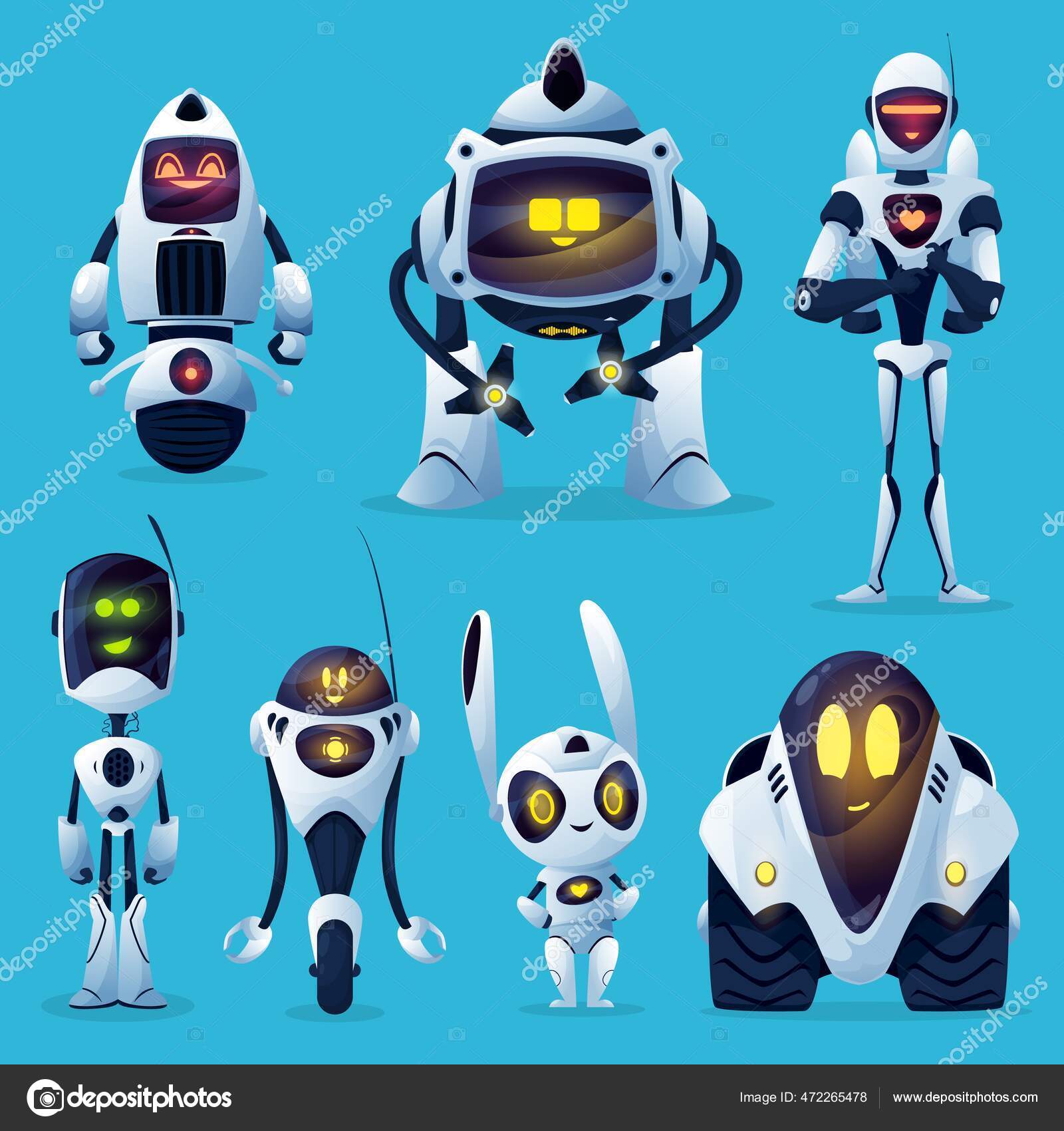 Personajes De Dibujos Animados De Robots Ilustración De Robot De