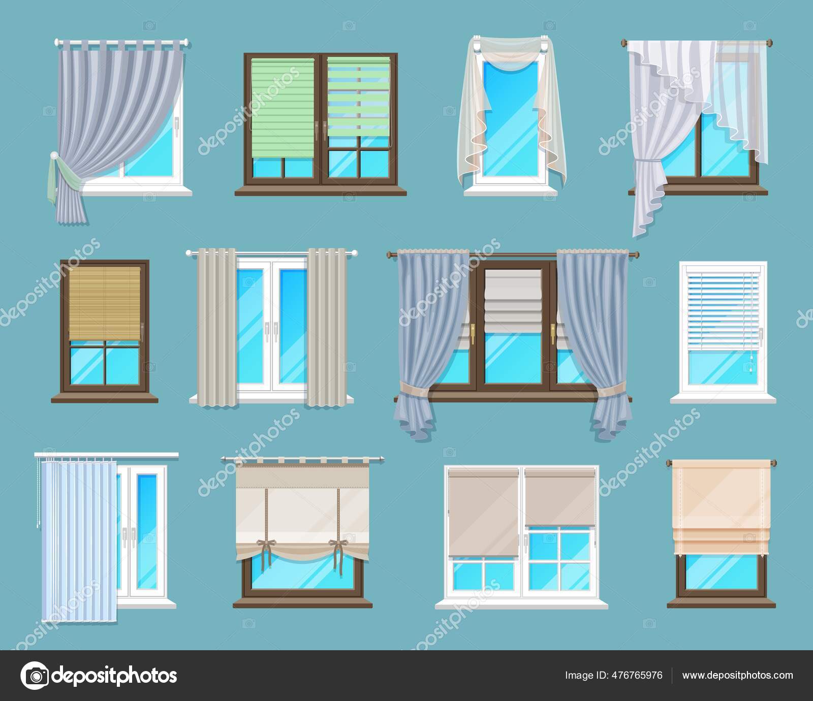 Home Office Interior Window Blinds Shades Curtains Apartment House ...