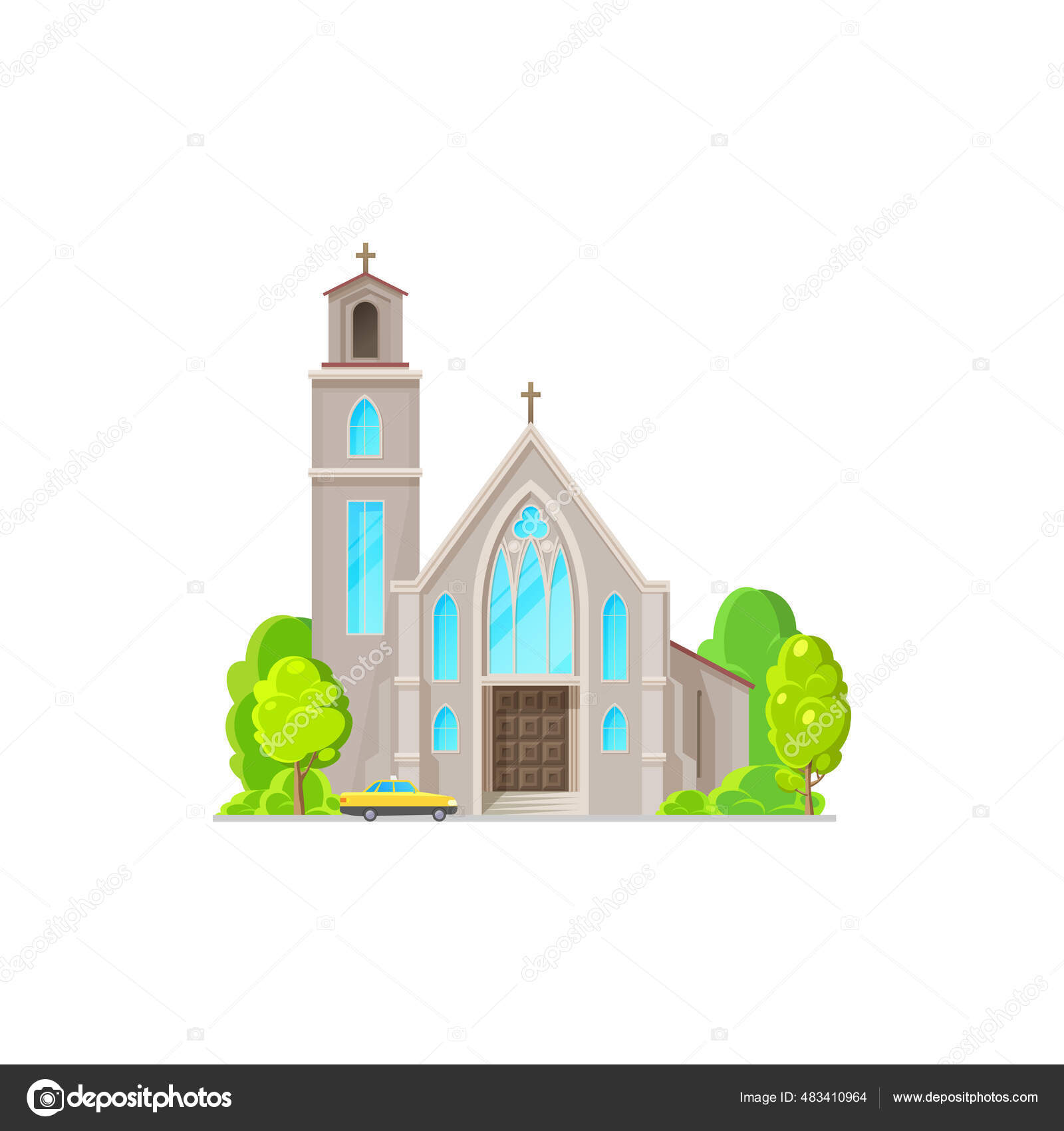 Iglesia Católica Edificio Icono Vectorial Catedral Medieval Con ...