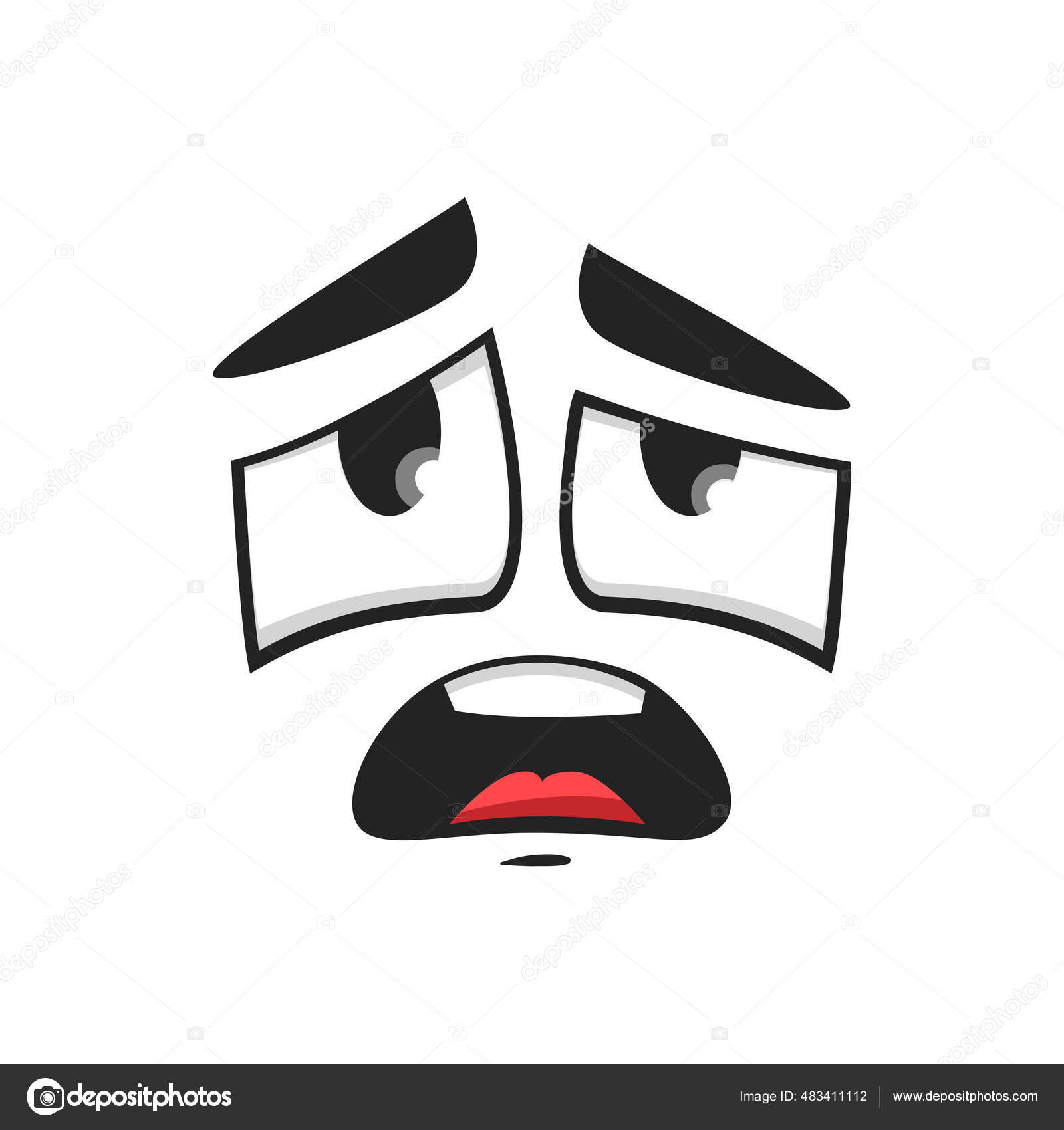 Image vectorielle Icône Vectorielle Visage Bande Dessinée Émoji Déçu ...