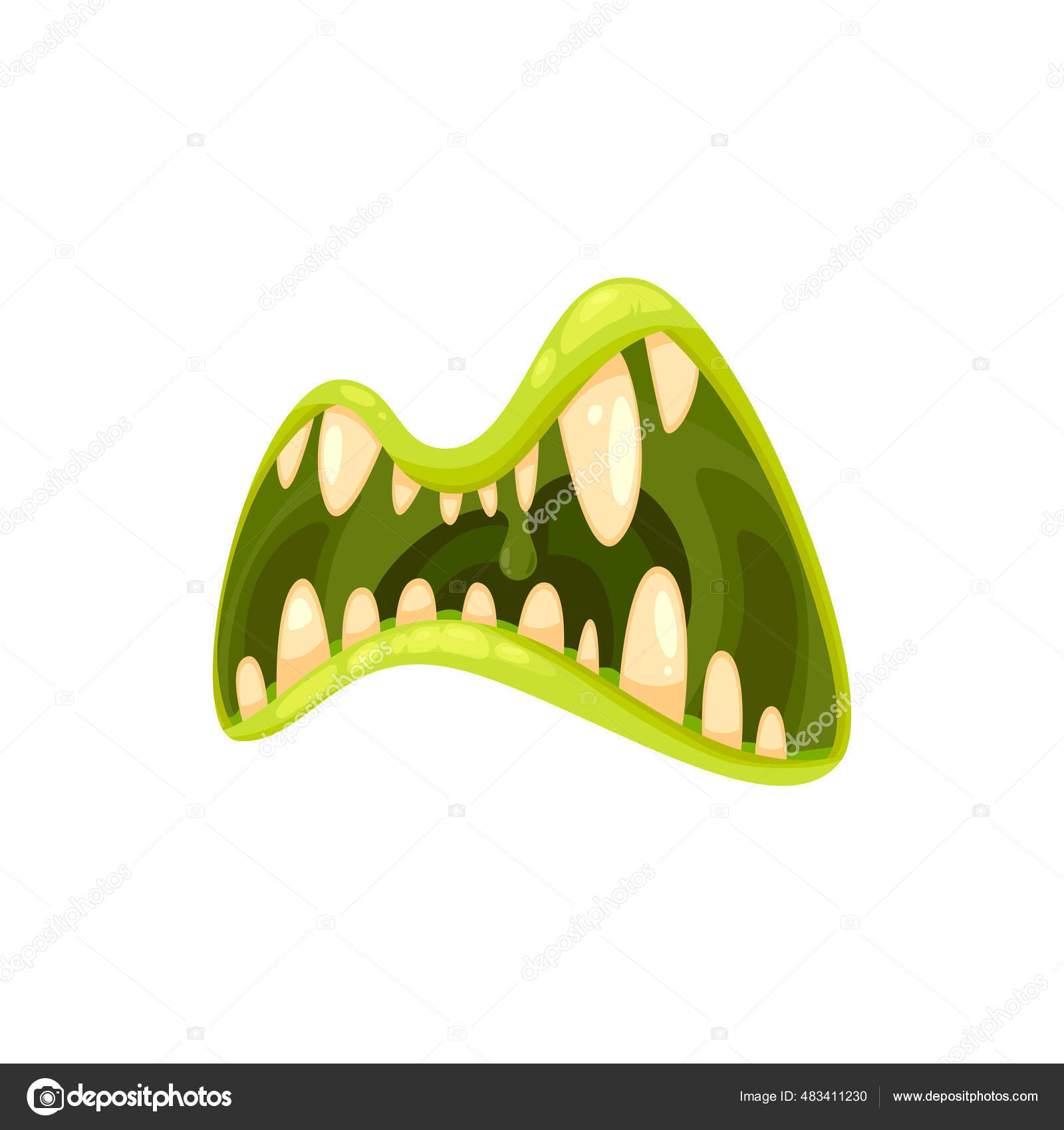 Monster Mouth Vector Icon Creepy Zombie Alien Roar Jaws Sharp Stock ...