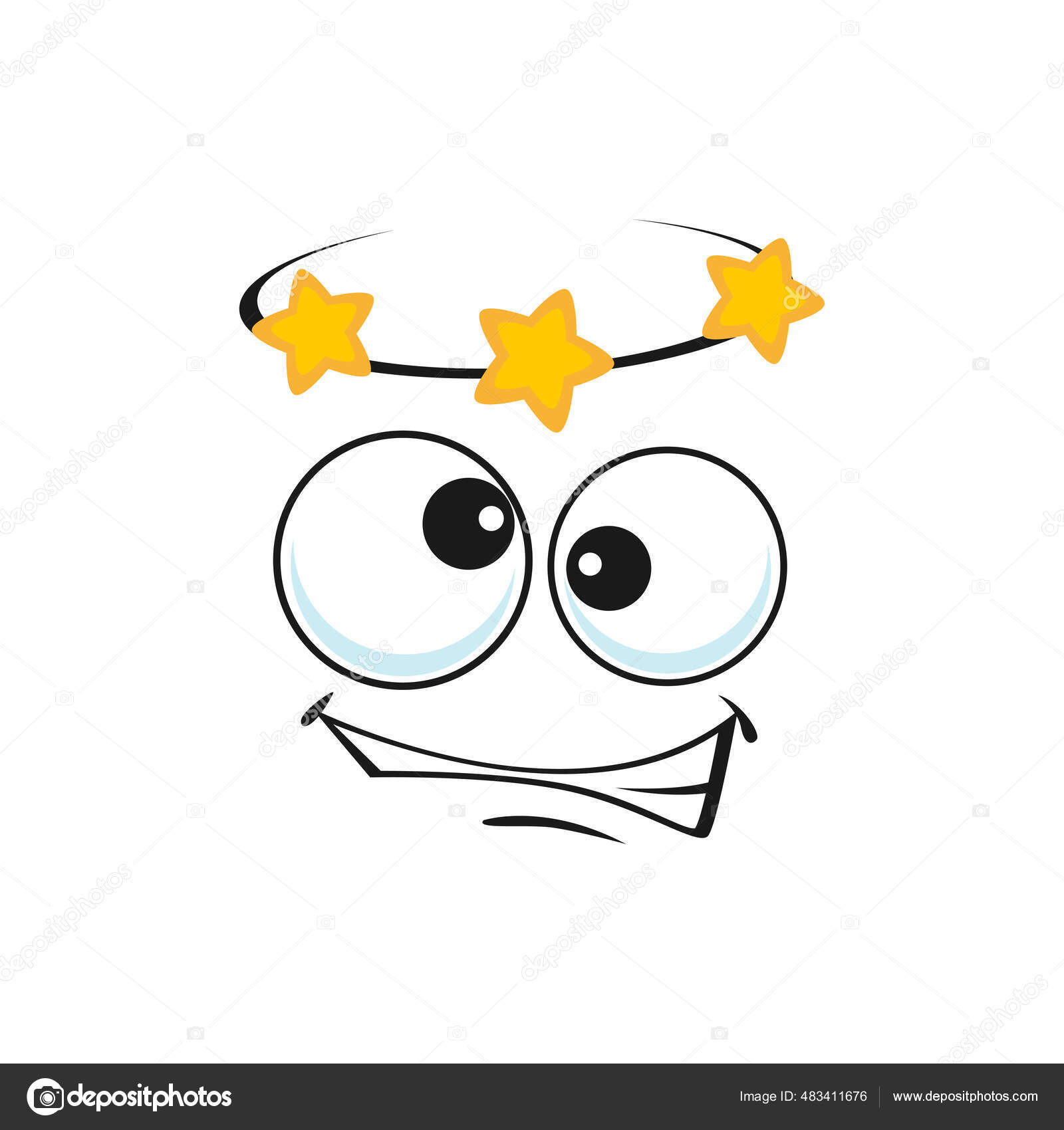 Wajah Pusing Kartun Emoji Pusing Vektor Dengan Bintang Bintang Atas ...